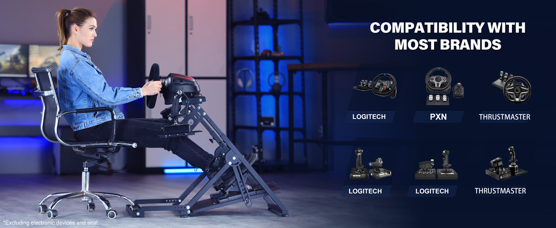 Marada Foldable Racing Wheel Stand Flight Sim Cockpit Compatible with