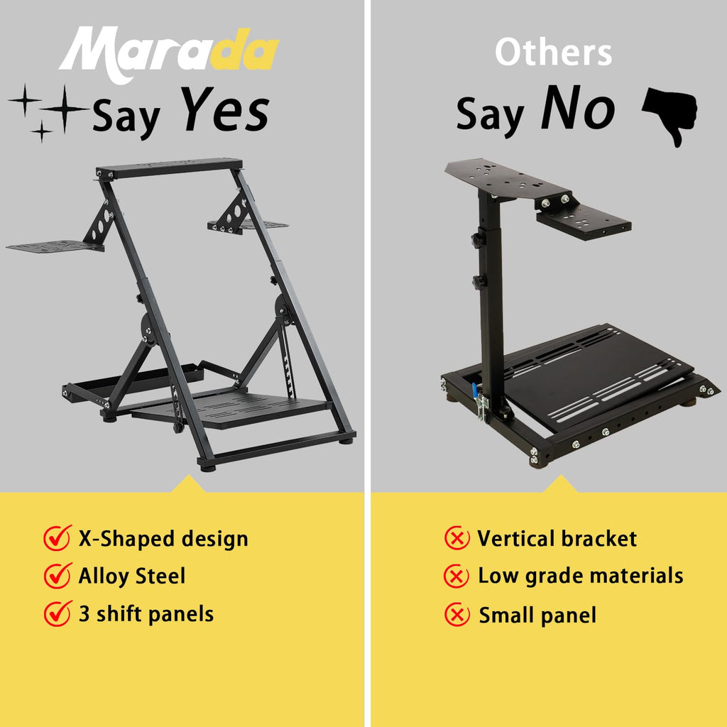 Marada Foldable Racing Wheel Stand Flight Sim Cockpit Compatible with