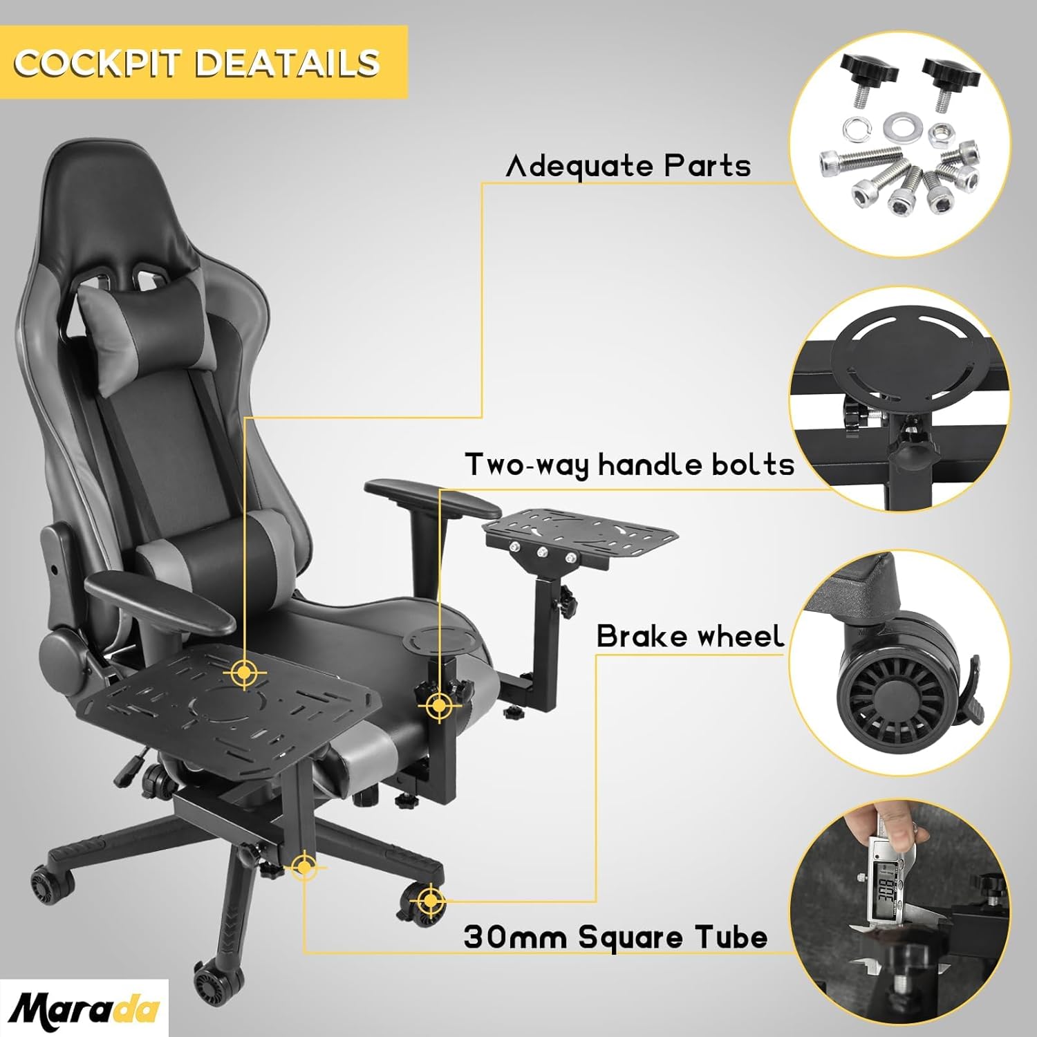 Marada Flight Joystick Hotas Mount with Chair Adjustable Compatible wi