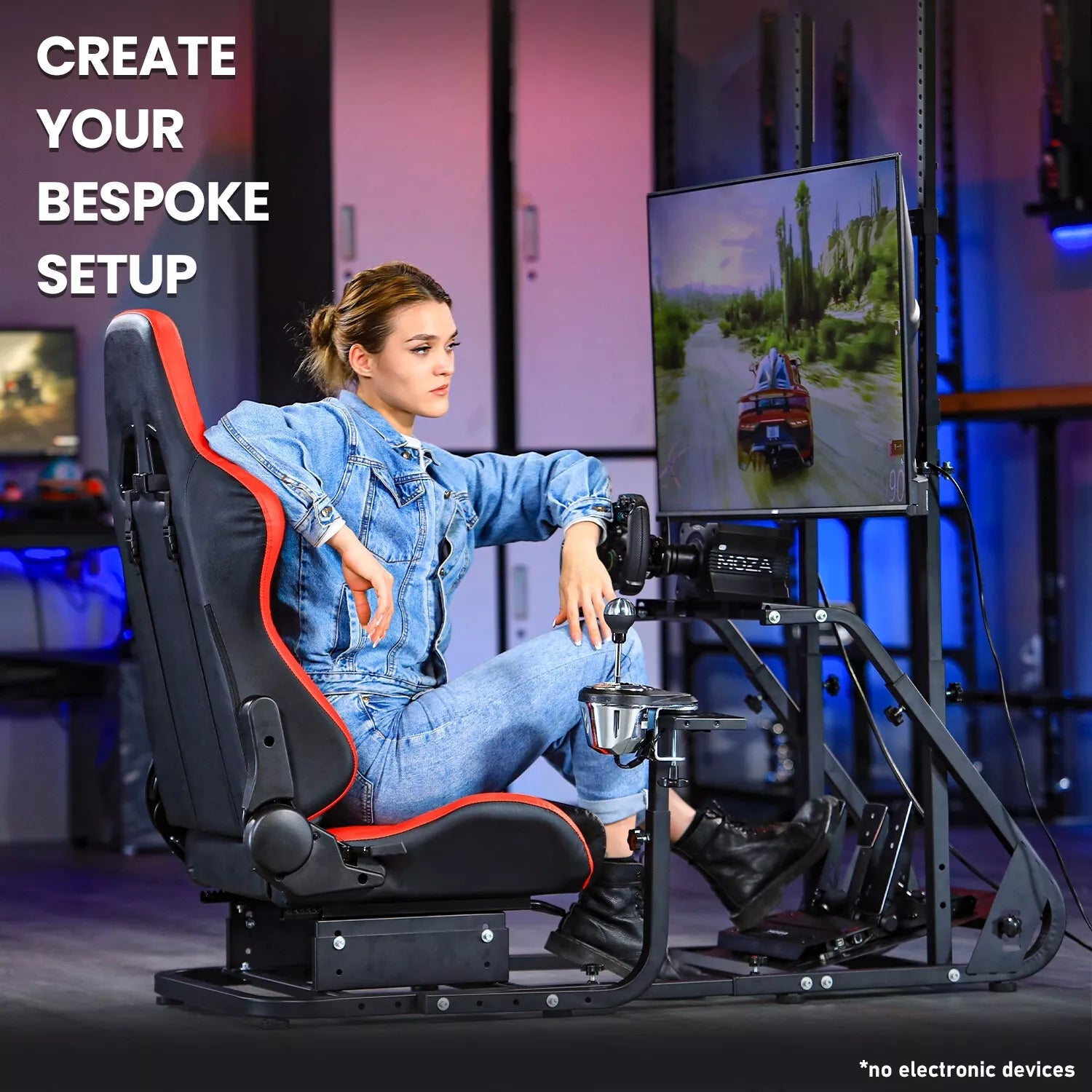 Marada Racing Simulator Cockpit Frame with Monitor Stand, Gear Mount,